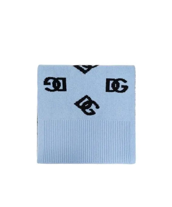 Dolce & Gabbana Dolce Gabbana Dg Logo Intarsia Knitted Scarf - Blue