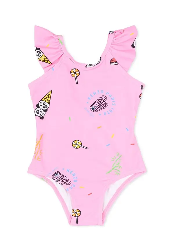 Kenzo Ruffled Graphic-print Swimsuit