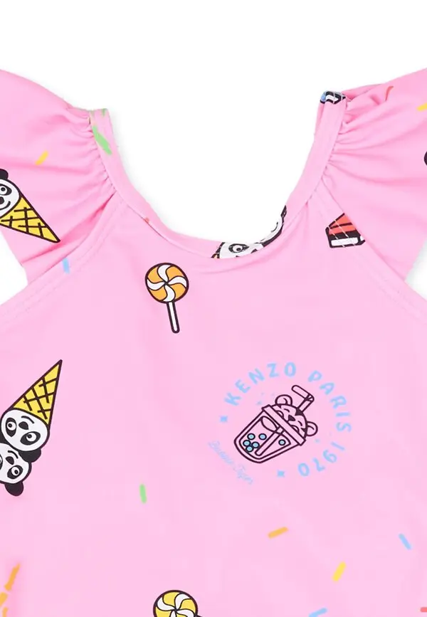 Kenzo Ruffled Graphic-print Swimsuit