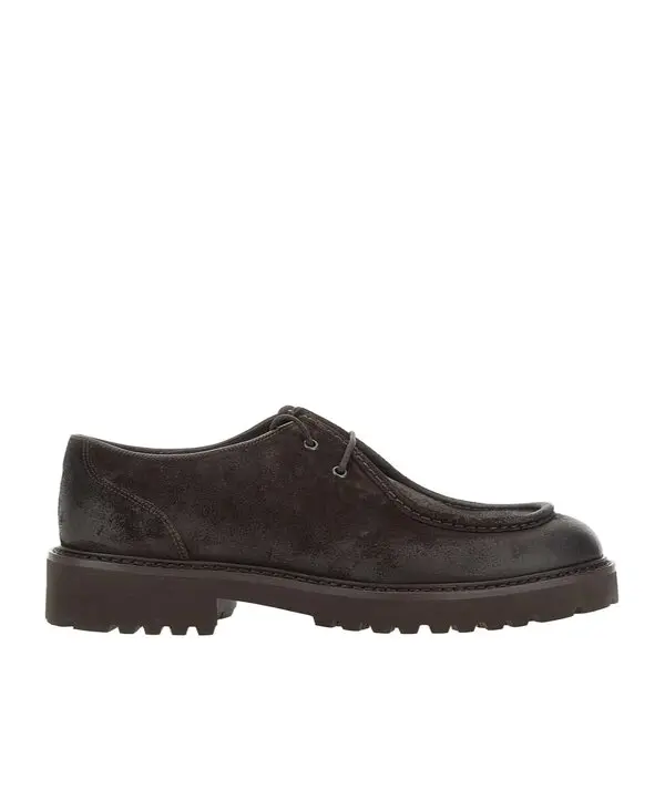 DOUCAL'S Round-toe Lace-up Loafers - Black
