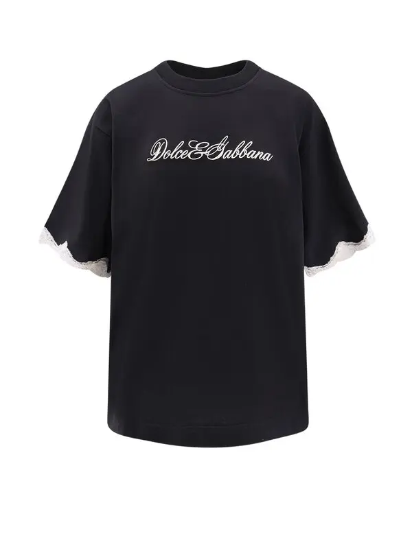Dolce & Gabbana Dolce Gabbana Logo Embroidered Crewneck T-shirt - Black