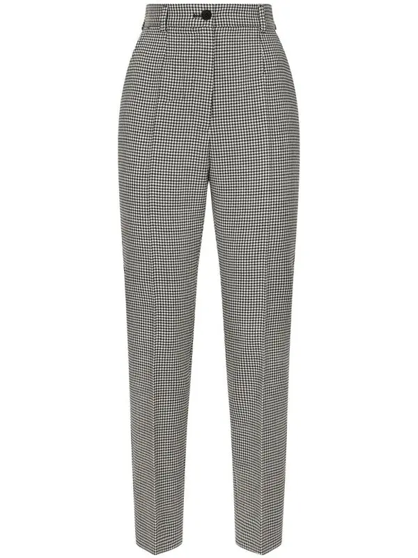 Dolce & Gabbana Houndstooth Wool Trousers - Gray