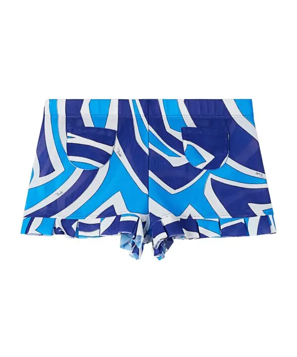 Emilio Pucci Labirinto Iride-print Ruffled Shorts