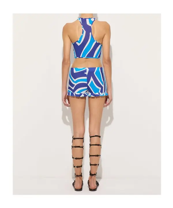 Emilio Pucci Labirinto Iride-print Ruffled Shorts