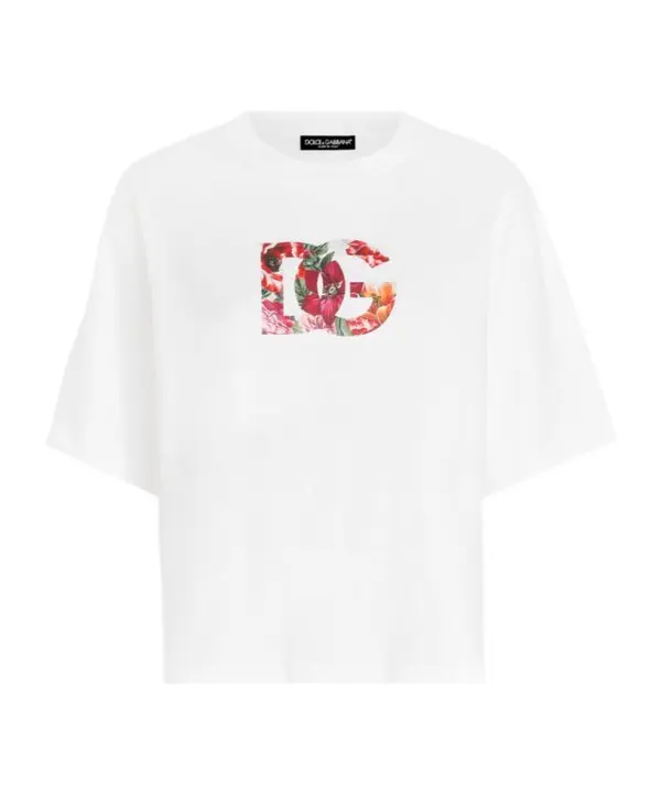 Dolce & Gabbana Dolce Gabbana Floral Logo T-shirt - White