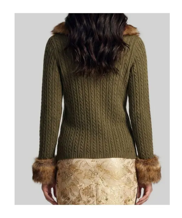Saint Laurent Long-sleeved Cardigan With Fur Trim