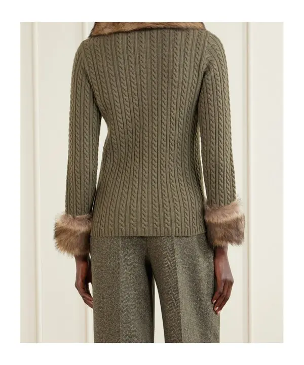 Saint Laurent Long-sleeved Cardigan With Fur Trim