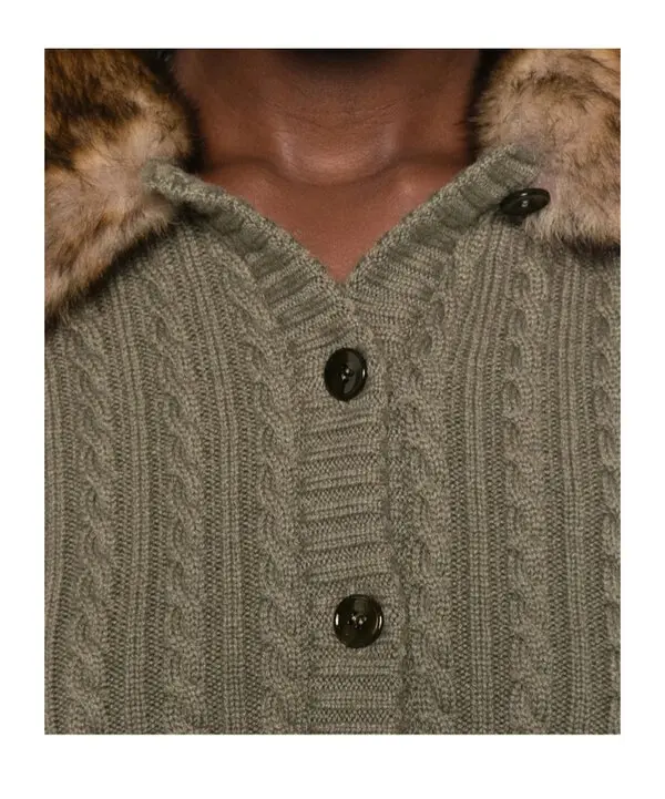 Saint Laurent Long-sleeved Cardigan With Fur Trim