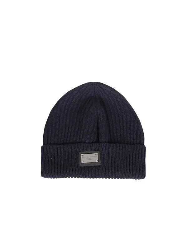 Dolce & Gabbana Dolce Gabbana Branded Tag Knitted Beanie - Black