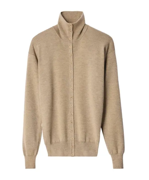 LEMAIRE Buttoned Top In Fine Wool - Chai Melange
