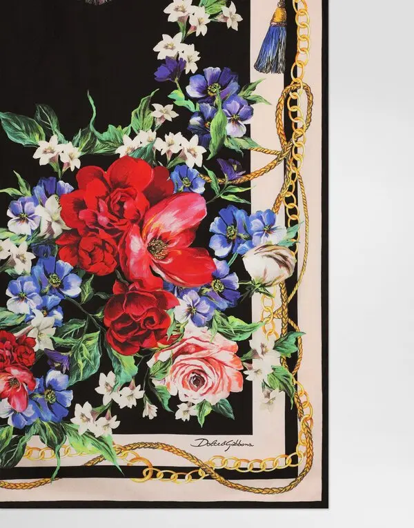 Dolce & Gabbana Dolce Gabbana Floral Chain Print Scarf