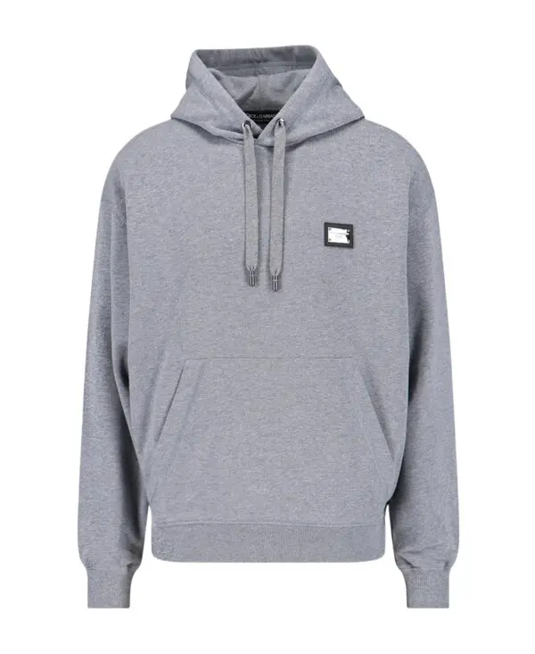 Dolce & Gabbana Dolce Gabbana Logo Plaque Drawstring Hoodie