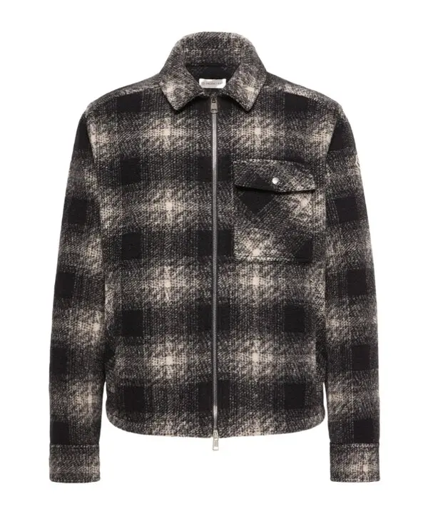 Moncler Checked Zip-up Shirt - Dark Gray