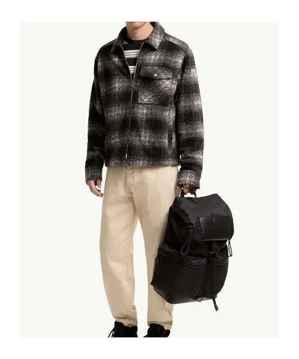 Moncler Checked Zip-up Shirt - Dark Gray