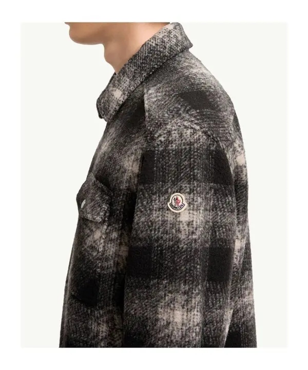 Moncler Checked Zip-up Shirt - Dark Gray