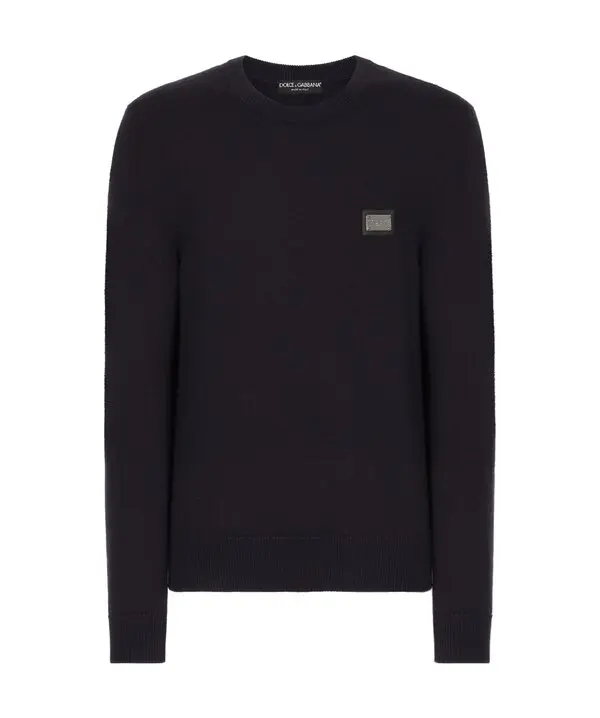 Dolce & Gabbana Dolce Gabbana Dg Essentials Crewneck Knitted Jumper - Black