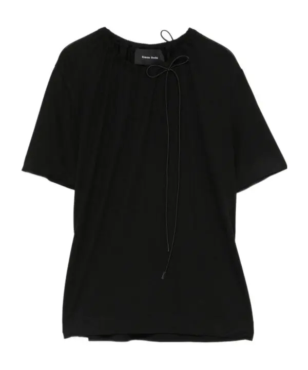 Simone Rocha Gathered Neck Cord Bow T-shirt