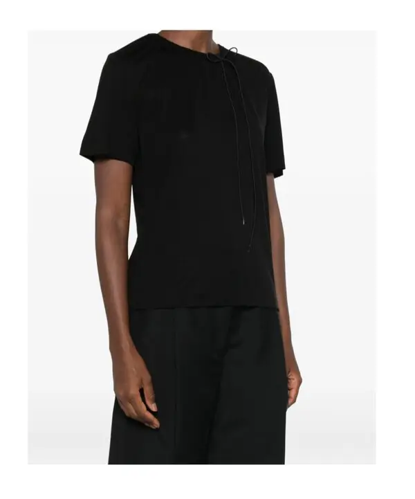 Simone Rocha Gathered Neck Cord Bow T-shirt