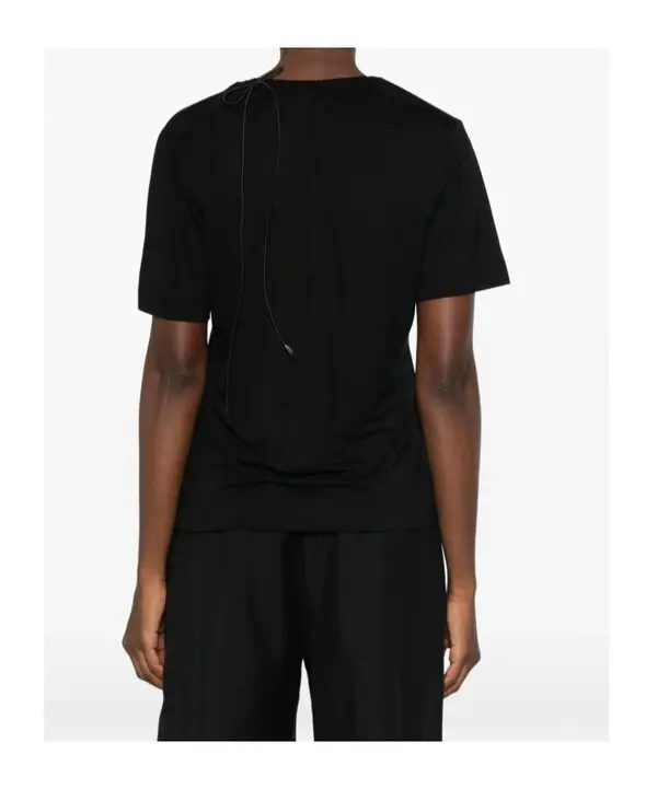 Simone Rocha Gathered Neck Cord Bow T-shirt