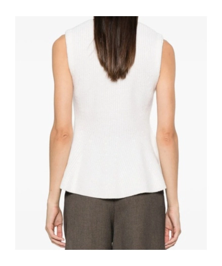 LISA YANG V-neck Sleeveless Knit Top - White