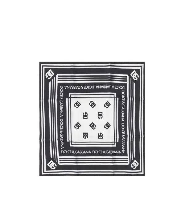 Dolce & Gabbana Dolce Gabbana Logo Printed Twill Scarf - Black