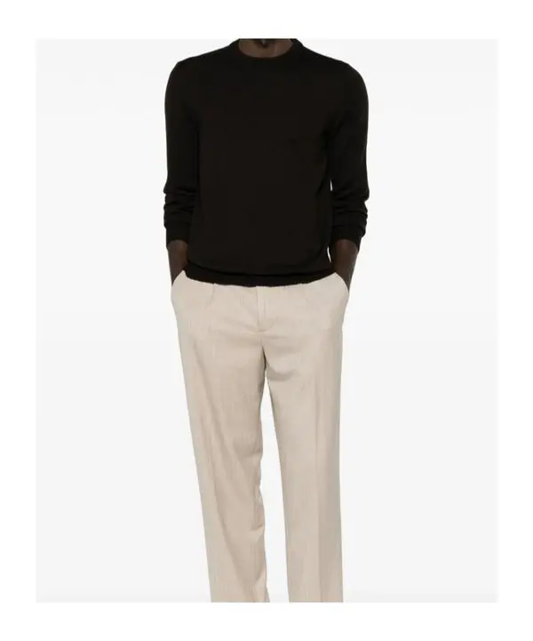 D'ANIELLO Crew Neck Ribbed Trim Sweater