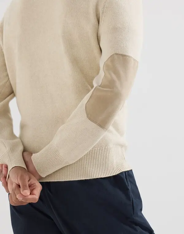 Brunello Cucinelli Cashmere Knit Polo With Suede Collar