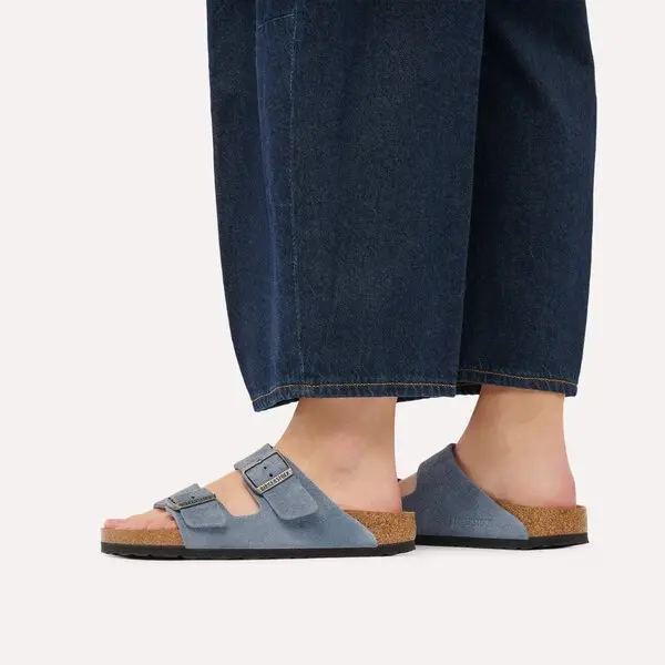BIRKENSTOCK Arizona Two-strapped Slides - Stone Blue