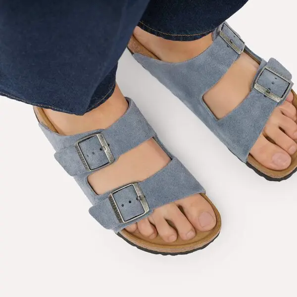 BIRKENSTOCK Arizona Two-strapped Slides - Stone Blue