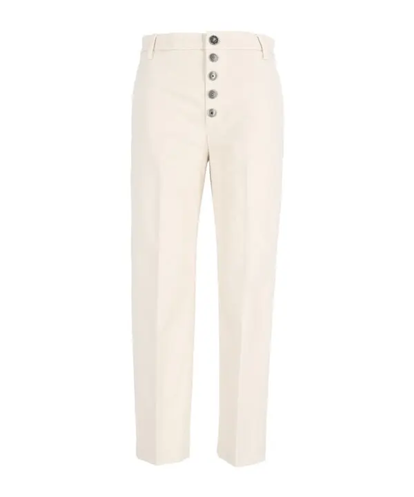 DONDUP Nima Logo-plaque Trousers - White
