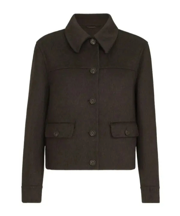 Brunello Cucinelli Hand-crafted Outerwear Jacket In Cashmere-beaver Double Cloth With Monili - Pine Cone Brown