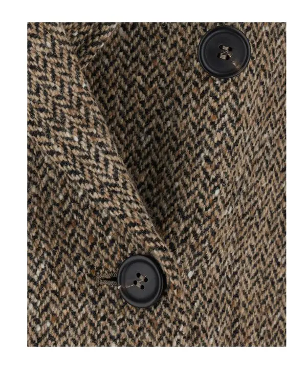 Brunello Cucinelli Sparkling Virgin Wool Chevron Cropped Blazer