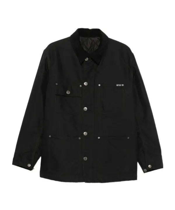 Prada Corduroy-collar Logo-patch Jacket - Black