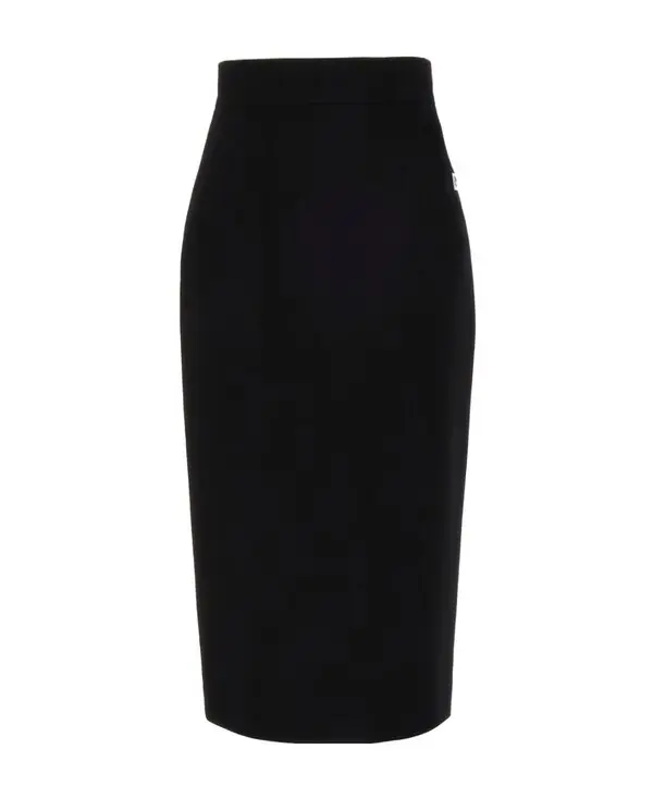 Dolce & Gabbana Dolce Gabbana Logo Plaque Midi Skirt - Black