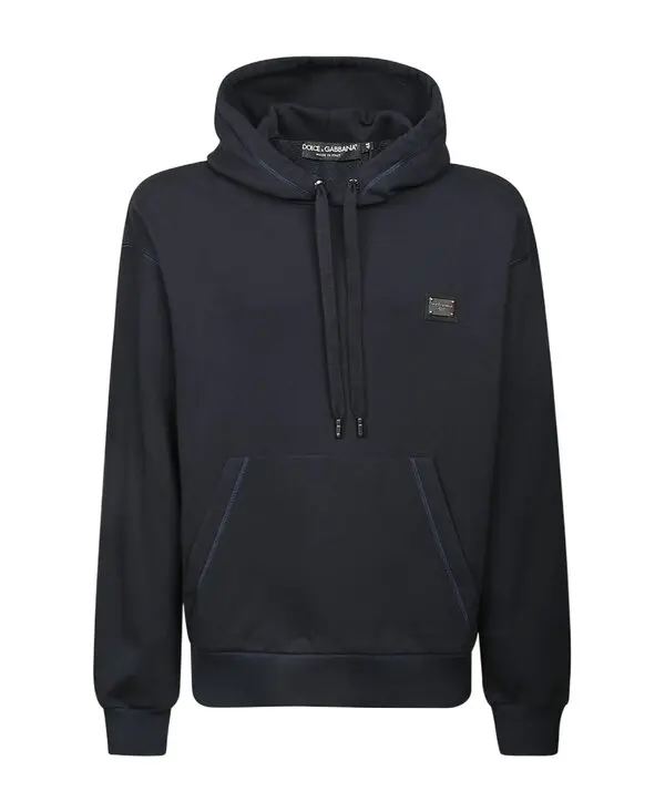 Dolce & Gabbana Dolce Gabbana Logo Plaque Drawstring Hoodie