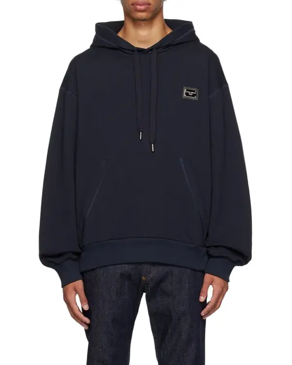 Dolce & Gabbana Dolce Gabbana Logo Plaque Drawstring Hoodie