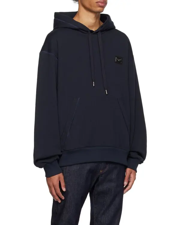 Dolce & Gabbana Dolce Gabbana Logo Plaque Drawstring Hoodie