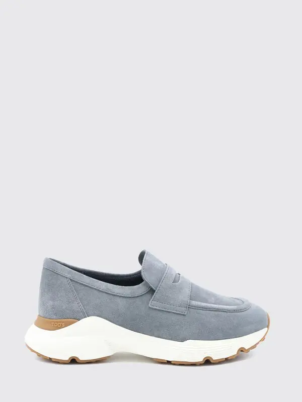 TOD'S Suede Loafers With Penny Bar And Rubber Sole - Grey