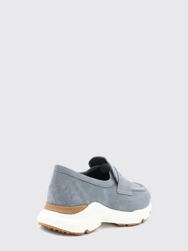 TOD'S Suede Loafers With Penny Bar And Rubber Sole - Grey