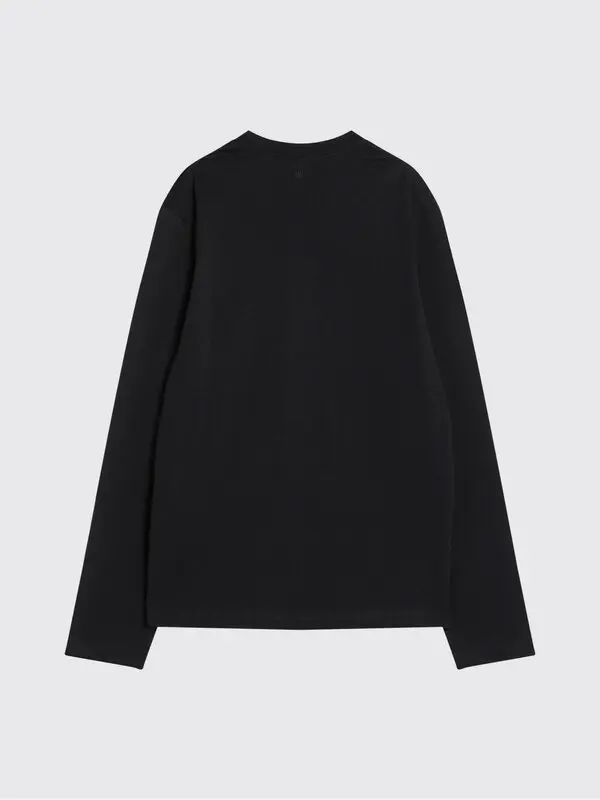 AMI Paris Long-sleeved Cotton Jersey T-shirt With Embroidered Logo - Black