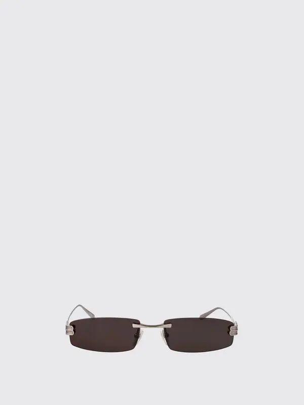 Balenciaga Rectangular Aviator Metal Sunglasses With Monogram Logo - Grey