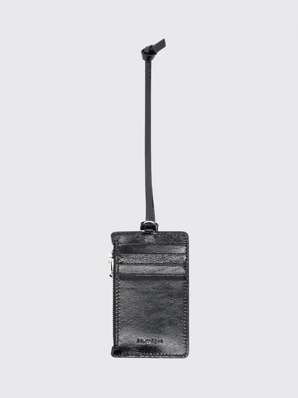 COURREGES Zipped Card Holder In Crinkled-effect Leather With Logo