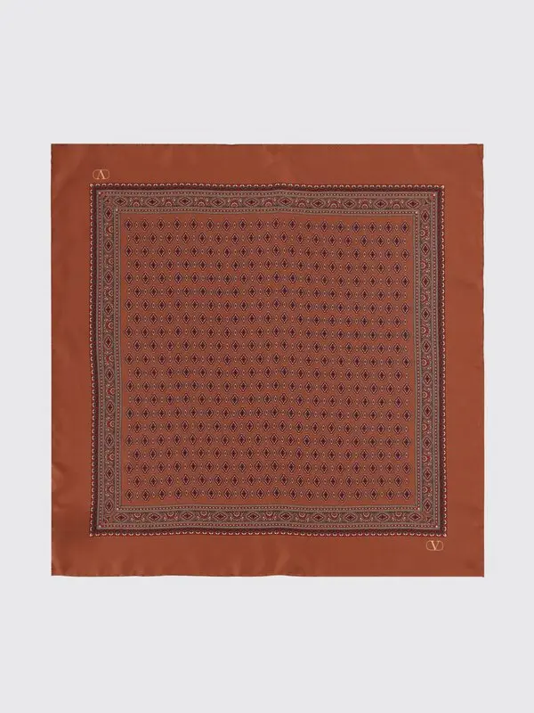 Valentino Garavani Square Ethnic Print Vlogo Silk Scarf - Burgundy
