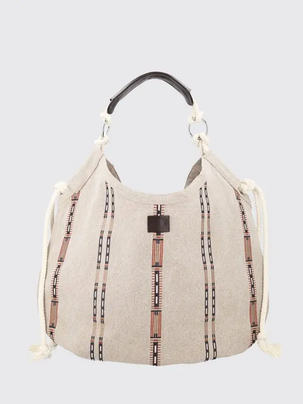 Isabel Marant Étoile Byron Ethnic Embroidered Cotton Tote Bag With Leather Handles - Beige