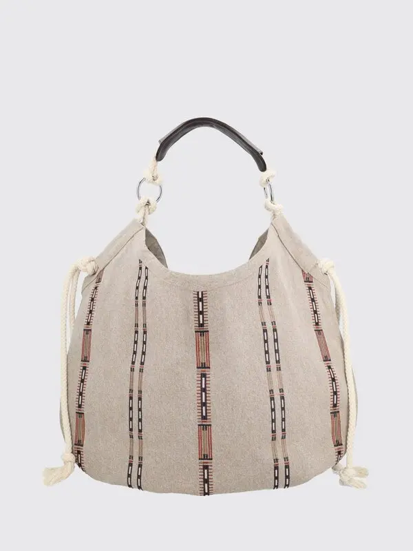 Isabel Marant Étoile Byron Ethnic Embroidered Cotton Tote Bag With Leather Handles - Beige