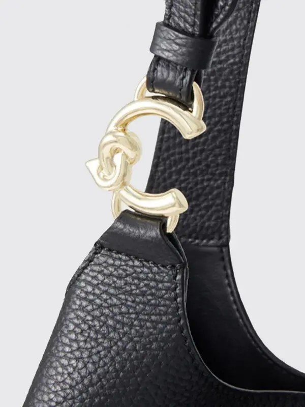 COCCINELLE Leather Shoulder Bag With Gold Tone Hardware - Black