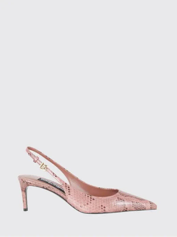 Dolce & Gabbana Python-print Leather Slingback Pumps With Dg Logo