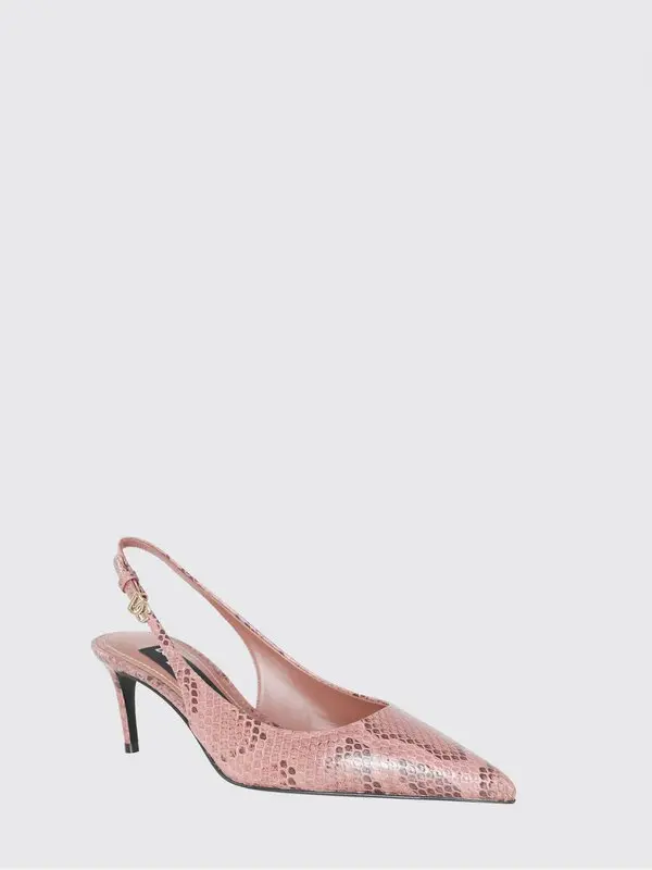 Dolce & Gabbana Python-print Leather Slingback Pumps With Dg Logo