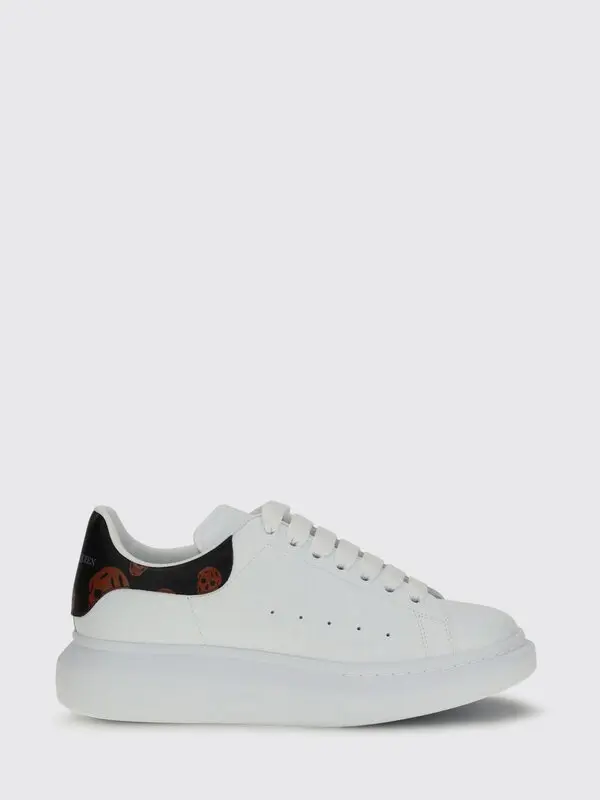 Alexander McQueen Oversize Leather Sneakers With Skull Print - White