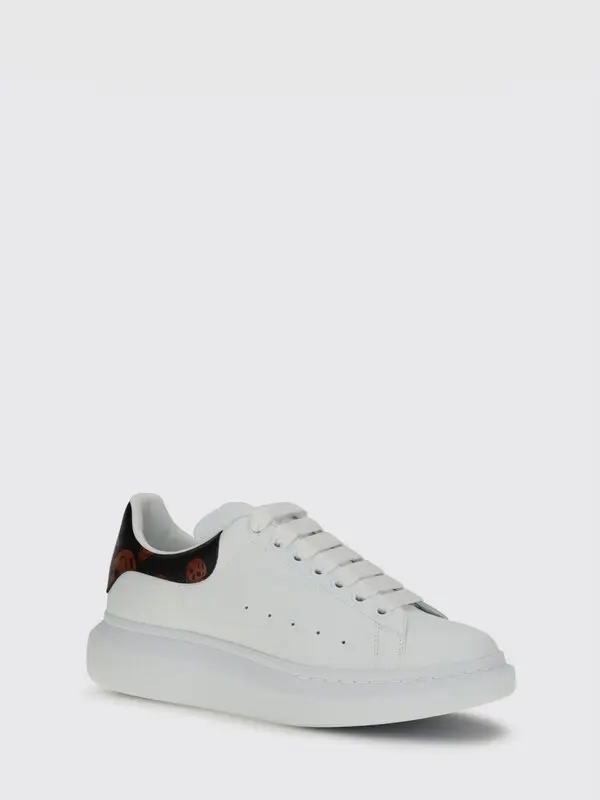 Alexander McQueen Oversize Leather Sneakers With Skull Print - White